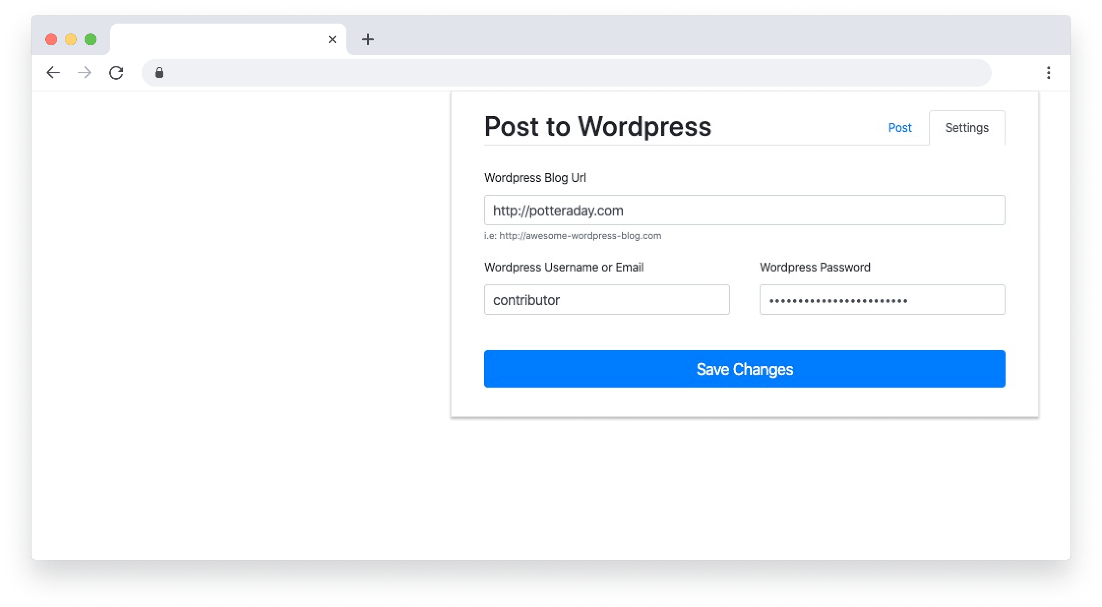 Post to Wordpress Chrome Extension